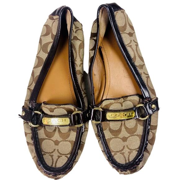 Coach | Shoes | Coach Felisha Signature C Loafers Fabric Patent Leather ...